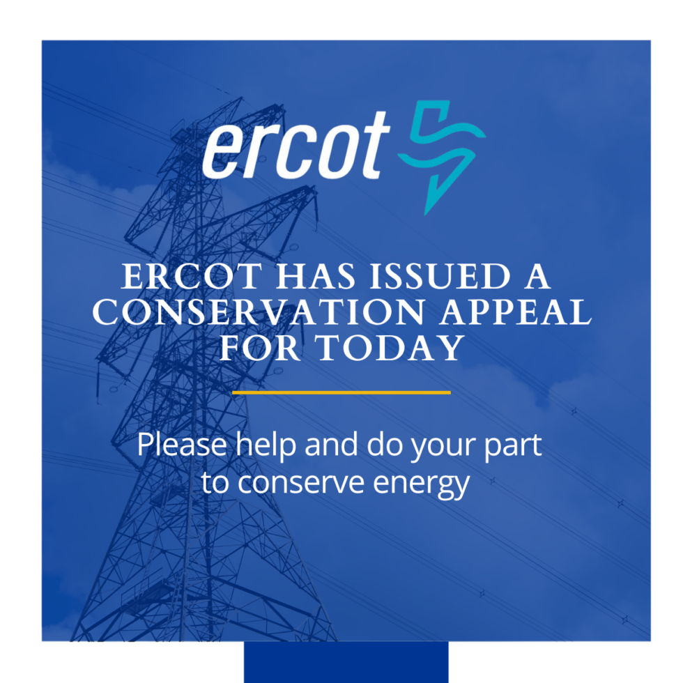 ERCOT issues Energy Conservation Appeal for today, 8/25 • Kerrville ...